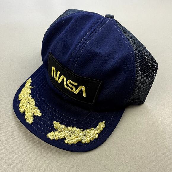 Vintage | Accessories | Vintage Nasa Hat Cap Snapback Trucker Navy Blue ...